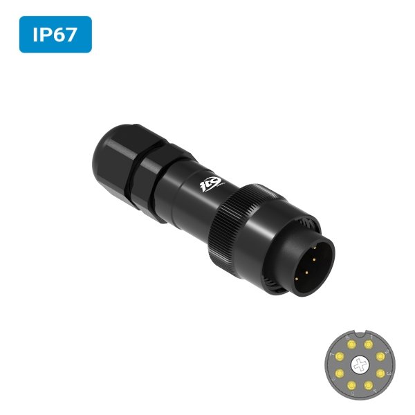 Conector M16 macho para cabo IP67 3 amperes - ITC Conectores